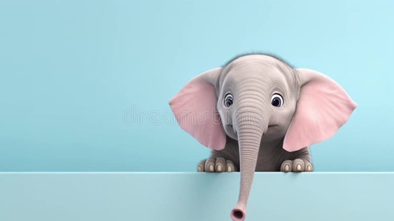 Cute Elephant Peeking Behind a Wall Stock Footage - Video of elephant ...