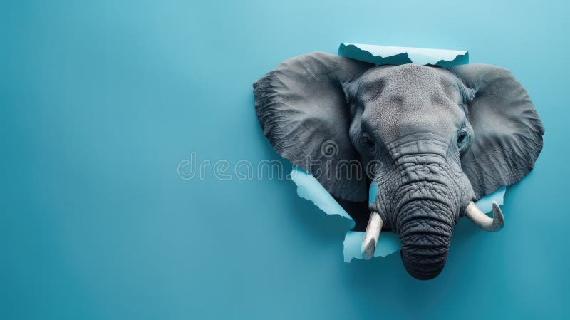 Cute Elephant Peeking through a Hole Stock Illustration - Illustration ...
