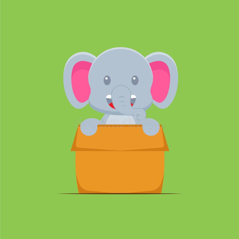 Cute Elephant Playing Box Cartoon Stock Vector - Illustration of mammal ...
