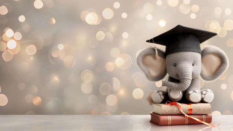 Cute Elephant Plush Toy in Graduation Cap Stock Illustration ...