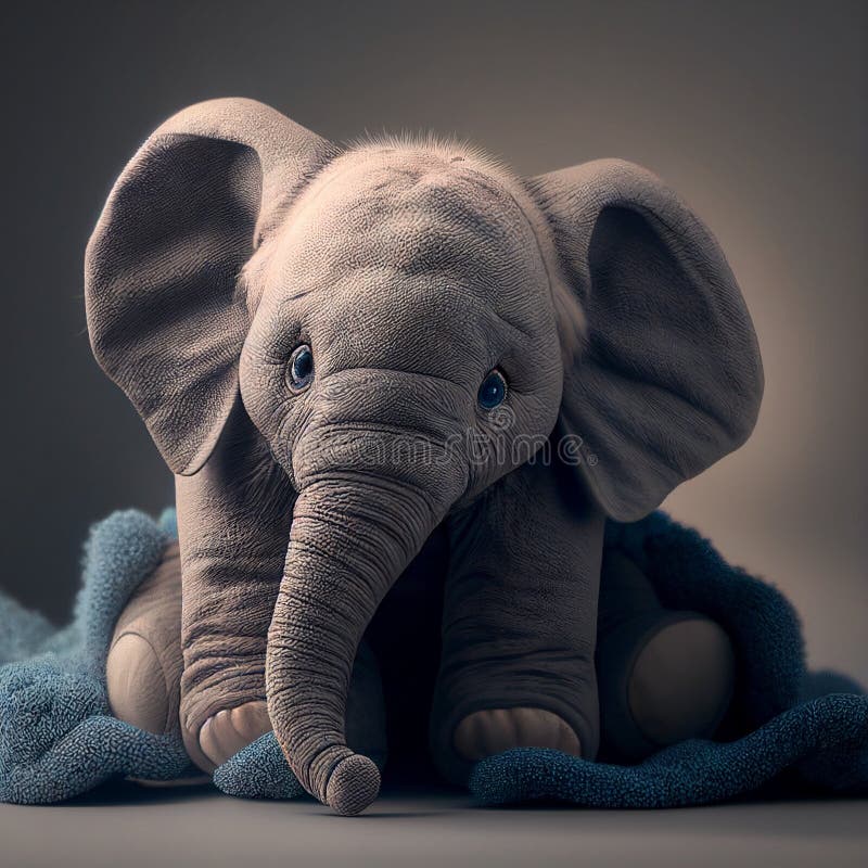 Cute Elephant Soft Toy on a Plain Background Stock Illustration ...