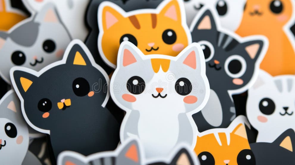 Cute Embroidered Cat Patches Collection Stock Illustration ...