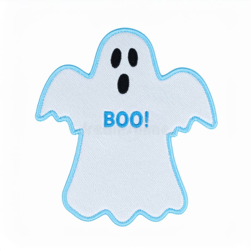 Cute Embroidered Ghost Patch with Light Blue Outline Stock Illustration - Illustration of ...