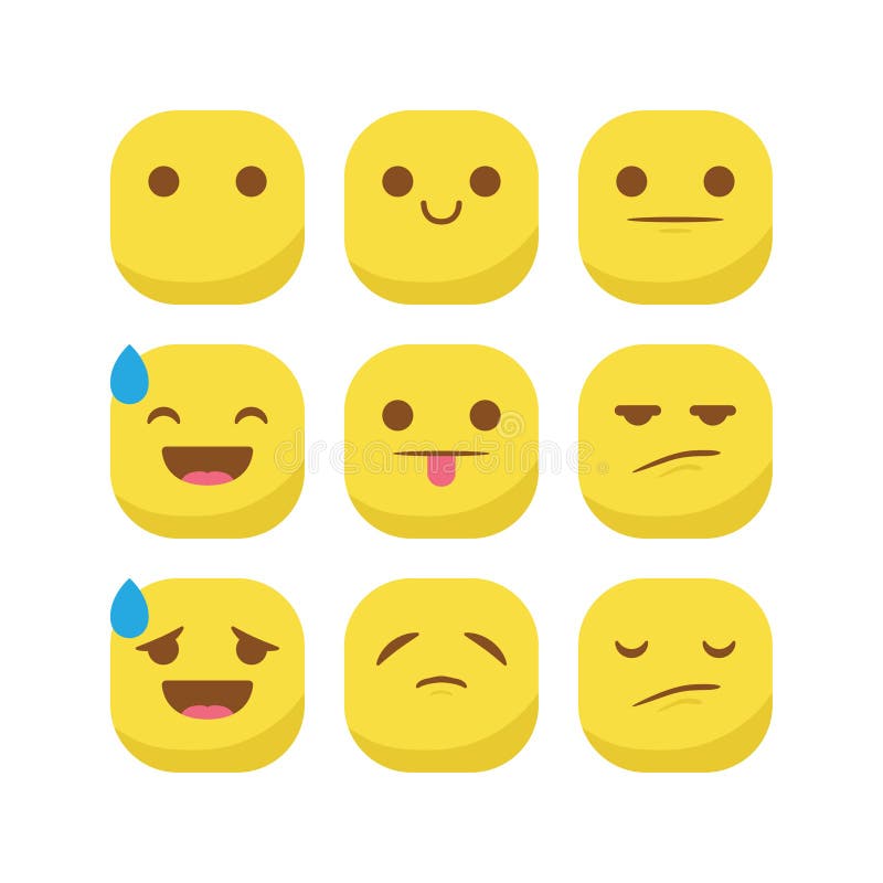Cute Emoji Emoticon Reaction Expression Smiley Set Vector Isolated ...