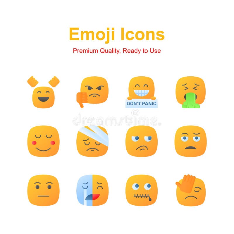 Cute Emoji Expressions, Emoticons Icons Set Stock Vector - Illustration ...