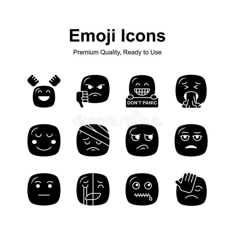 Cute Emoji Expressions, Emoticons Icons Set Stock Vector - Illustration ...
