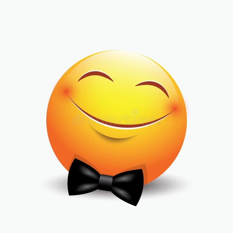 Cute Emoticon with a Black Bow - Emoji - Vector Illustration Stock ...