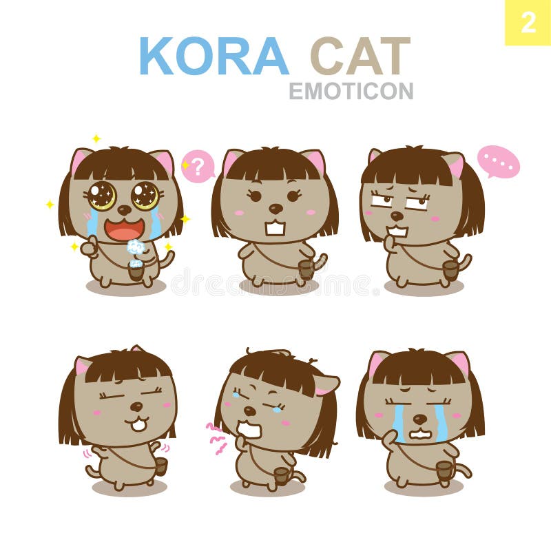 Cute Emoticon Design - Cat Set Stock Vector - Illustration of funny ...