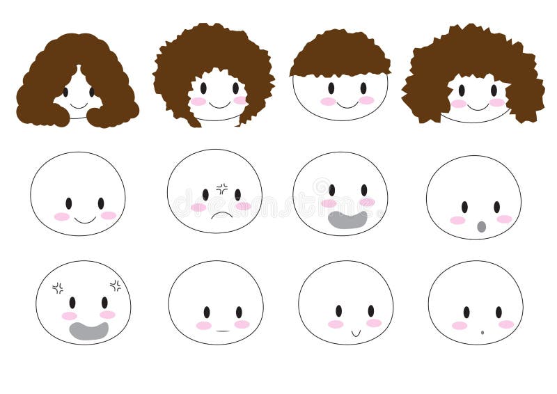 Cute emotion faces stock vector. Illustration of cute - 48803883
