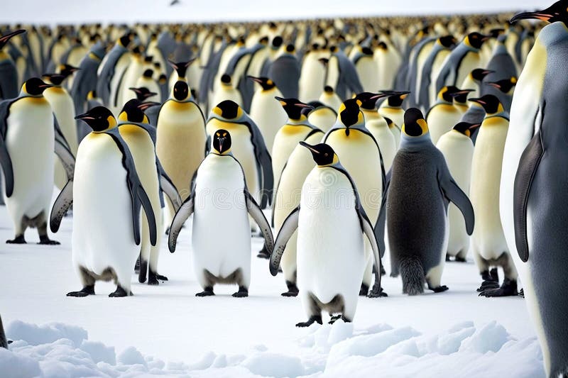 Cute Emperor Penguin with Gray Backs Basking in Polar Cold Stock ...