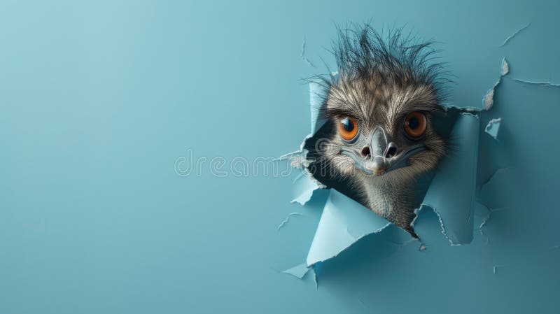Cute Emu Peeking through a Hole Stock Illustration - Illustration of ...