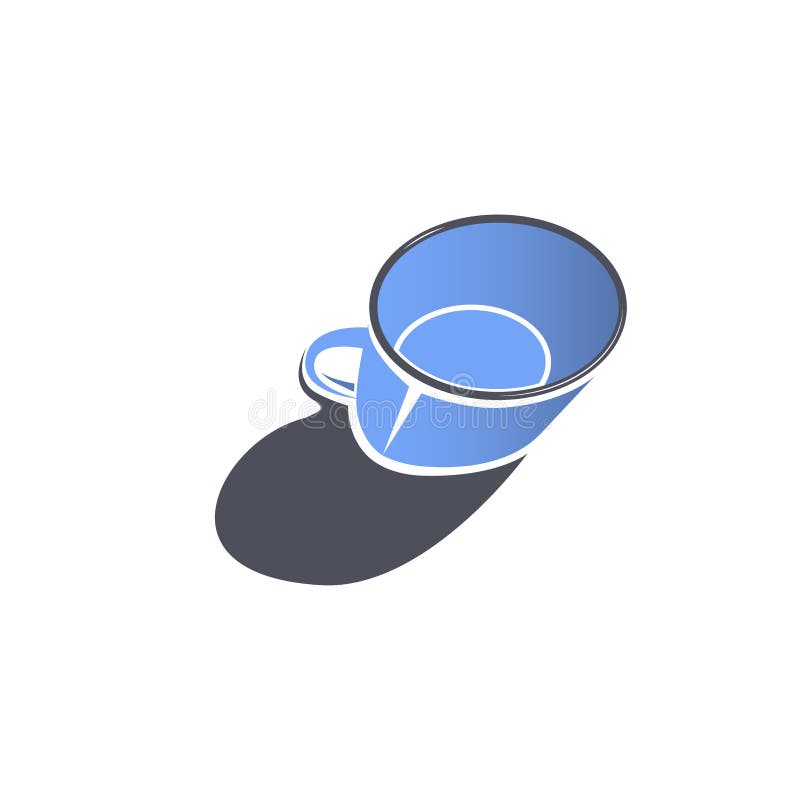 Cute Enamel Mug High Angle View. Vector Flat Design Illustration ...