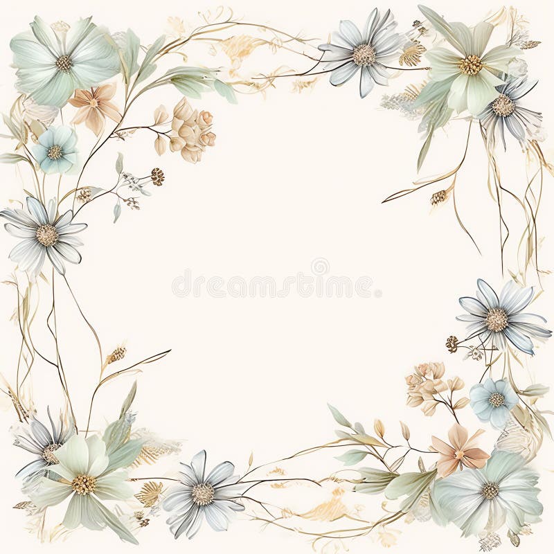 Cute Enchanted Daisy Frame Floral Frame Watercolor Stock Illustration ...