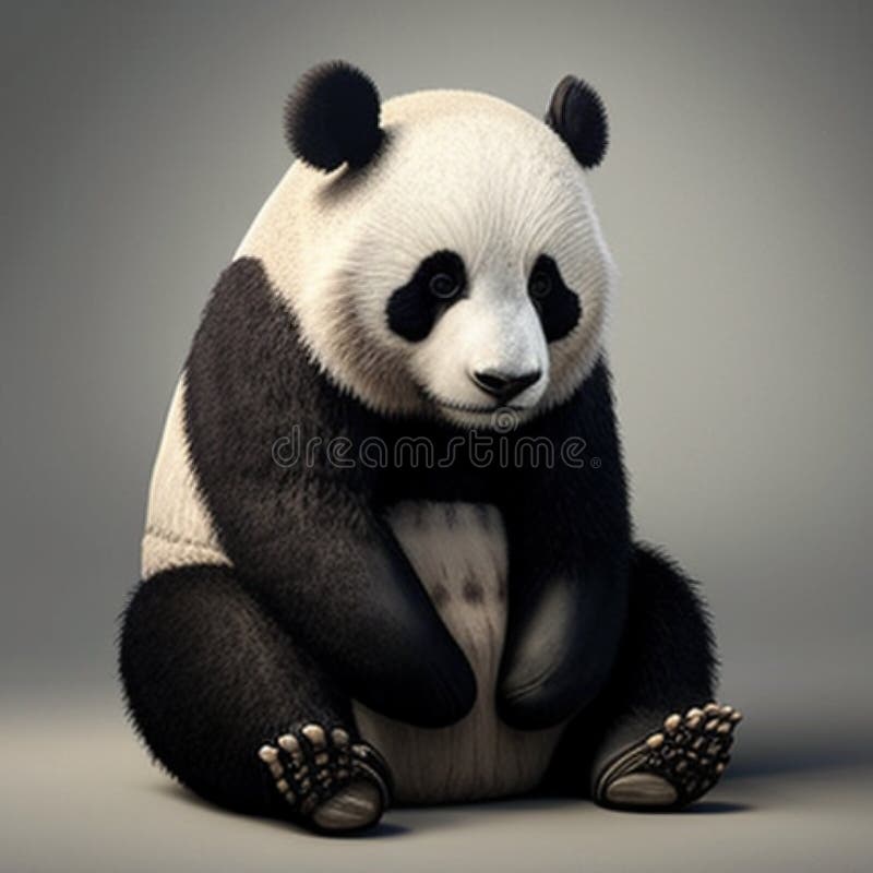 Cute Endangered Panda. Artificial Intelligence Drawing Stock ...