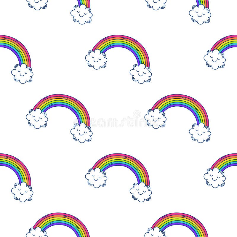 Cute Endless Doodle Rainbow Pattern Stock Vector - Illustration of ...