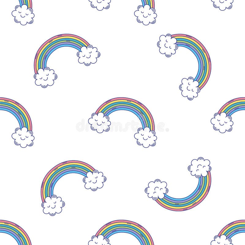 Cute Endless Doodle Rainbow Pattern Stock Vector - Illustration of icon ...