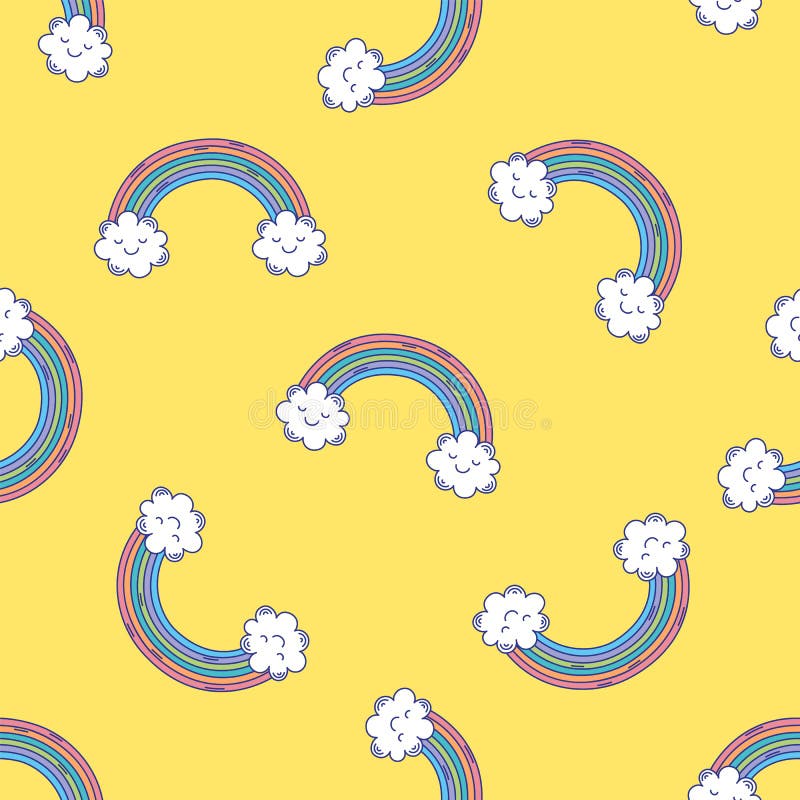 Cute Endless Doodle Rainbow Pattern Stock Vector - Illustration of ...