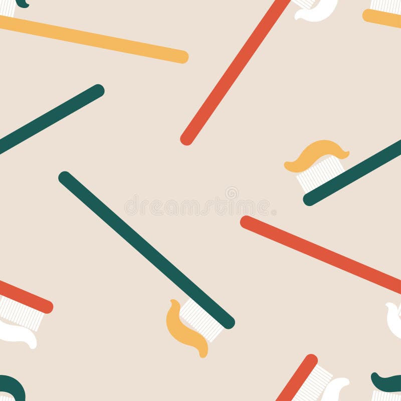 Cute Endless Seamless Pattern with Colorful Toothbrushes and Toothpaste ...