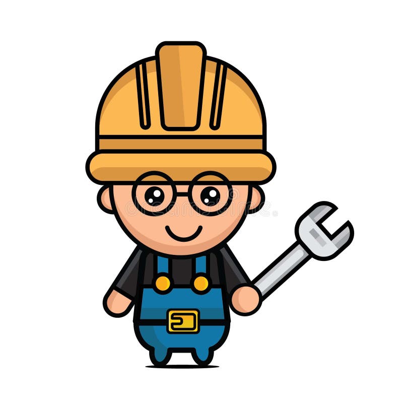 Cute Engineer Character Cartoon Illustration Design Stock Vector ...