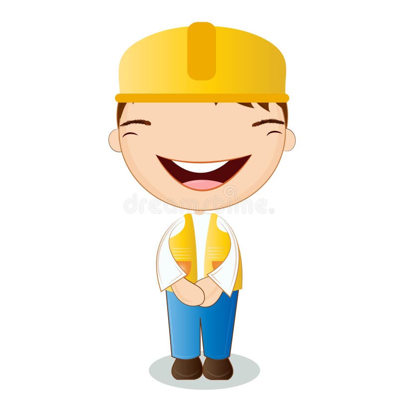 Cute Cartoon Engineer Character Stock Photo - Illustration of helmet ...