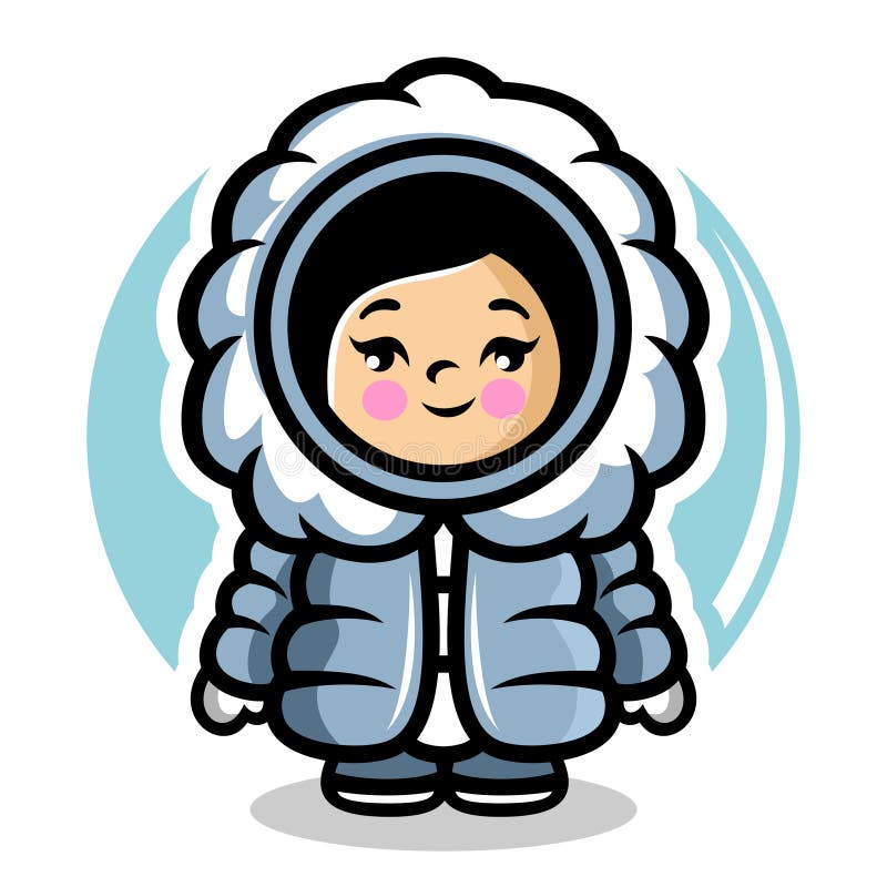 Cute Eskimo girl log? stock vector. Illustration of person - 358542820