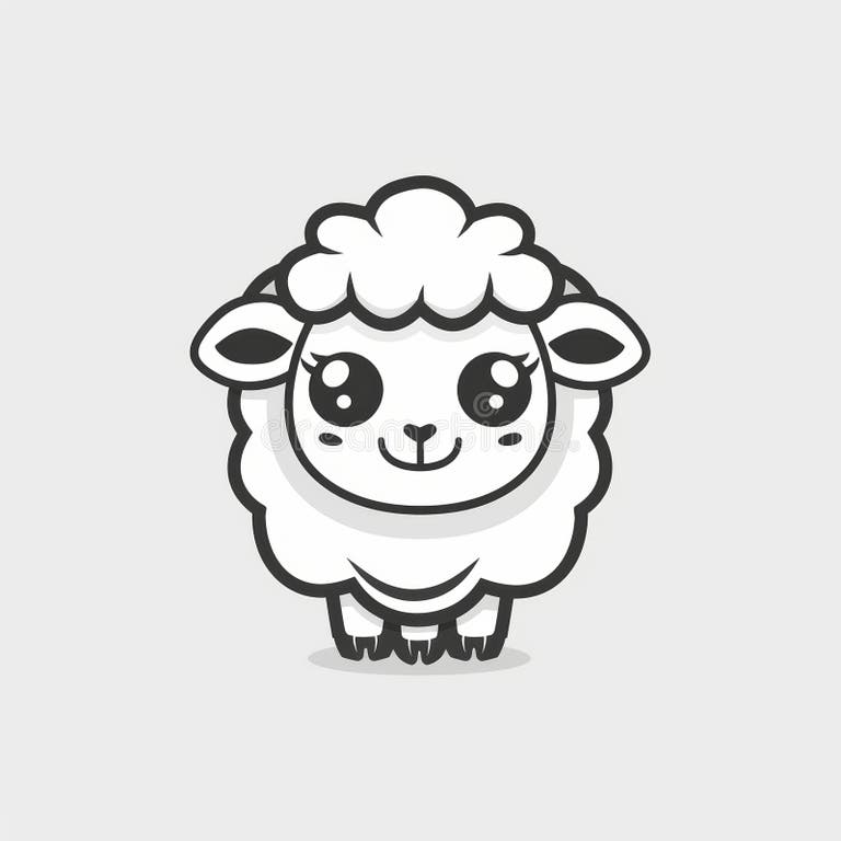 Cute Ewe Vector Logo Design Featuring a Charming Outline Stock ...