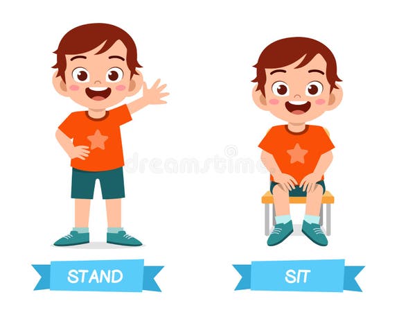 Cute Example of Opposite Word Antonym for Kid Stock Vector ...