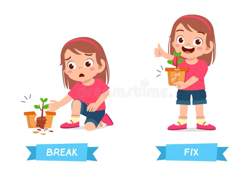 Cute Example of Opposite Word Antonym for Kid Stock Vector ...
