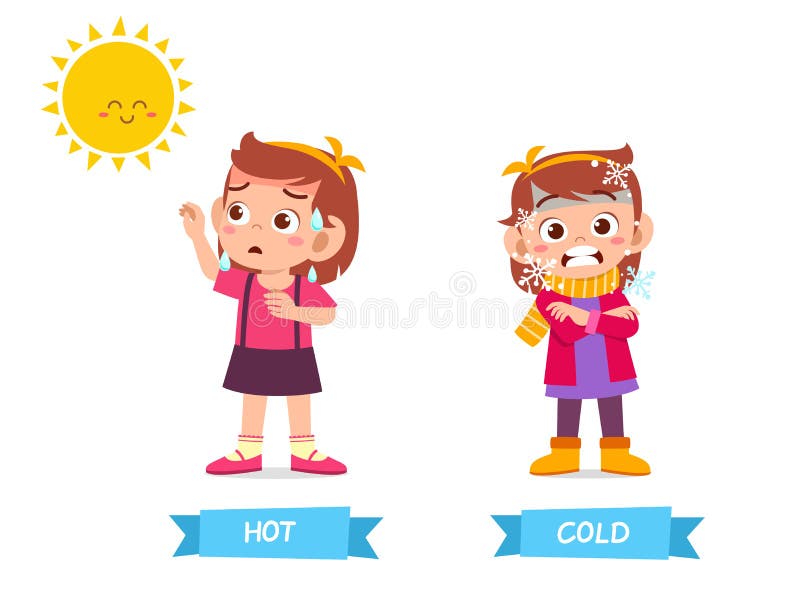 Cute Example of Opposite Word Antonym for Kid Stock Vector ...