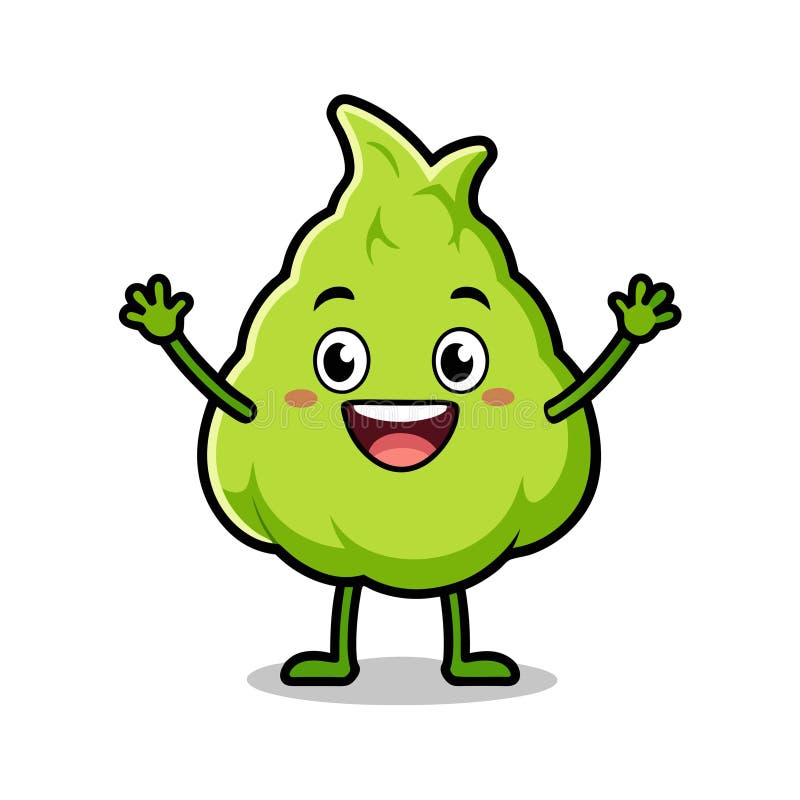 Cute Excited Wasabi Root Cartoon Character Stock Vector - Illustration ...