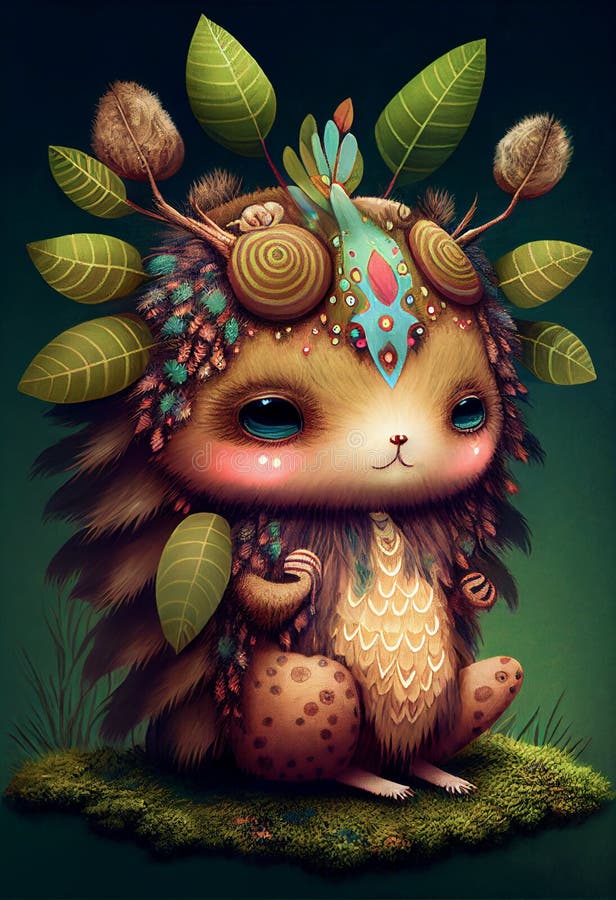 Cute Fabulous Forest Creature with Big Eyes. Illustration Generated AI ...