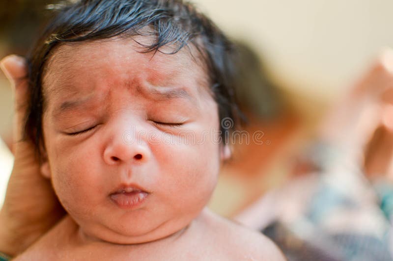 Cute face of baby stock image. Image of newborn, fresh - 61463035