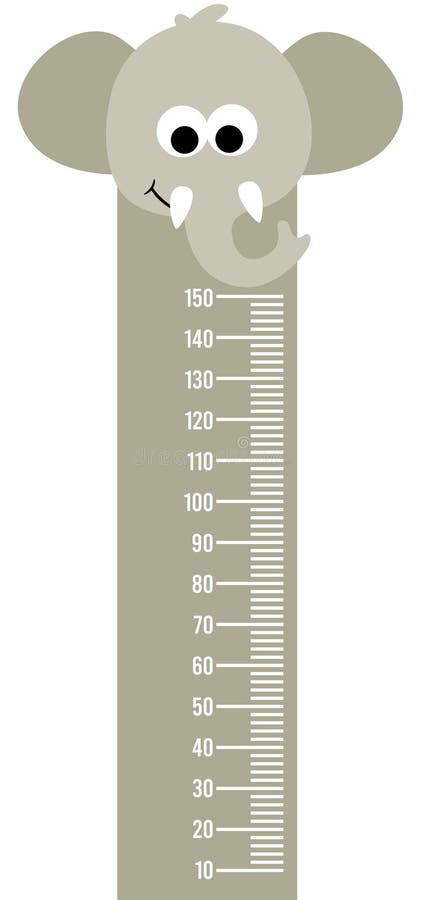 Cute Face Elephant Standing on a Ruler for Baby Stock Vector ...