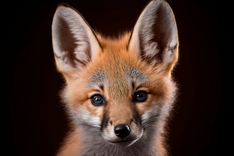 Cute Face of a Fox Cub in the Studio Generative AI Stock Illustration ...