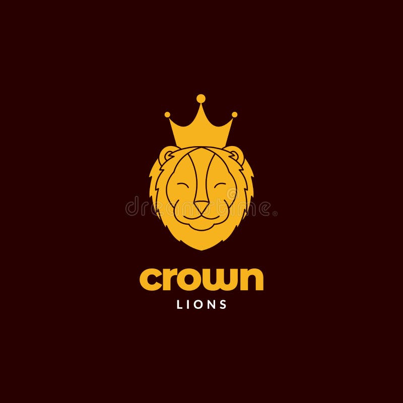 Cute Face Lion Mane with Crown Logo Design Stock Vector - Illustration ...
