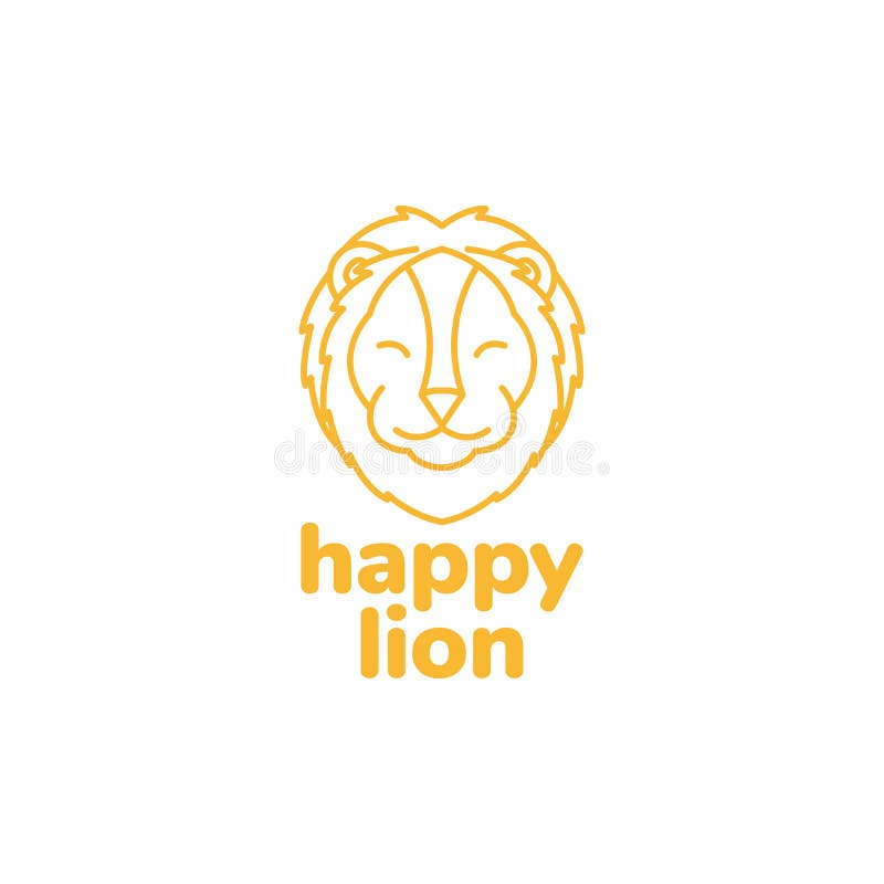 Cute Face Lion Mane Lines Logo Design Stock Vector - Illustration of ...