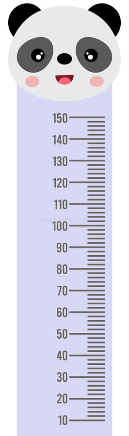 Cute Face Panda Standing on a Ruler for Baby Growth Stock Vector ...