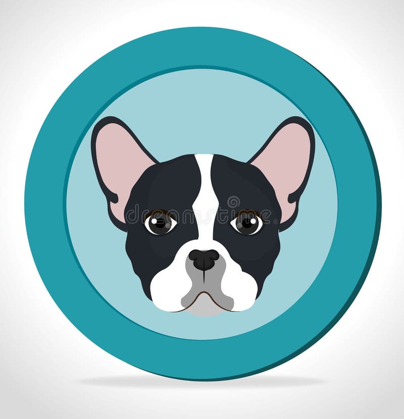 Cute face puppy blue label stock illustration. Illustration of concept ...