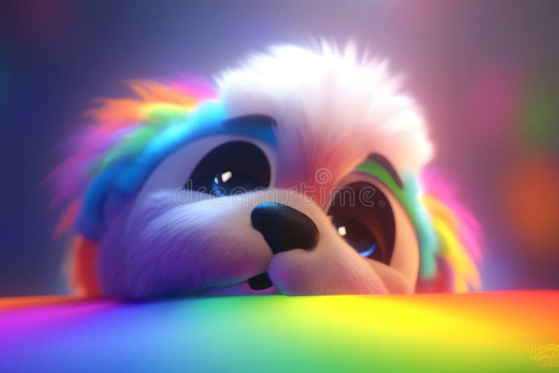 Cute Fairy Colored Puppy. Neural Network AI Generated Stock ...