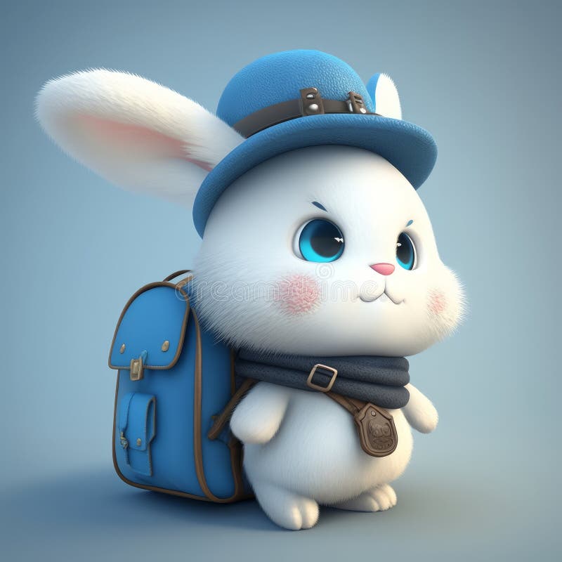 A Cute Fairy Tale Bunny Wearing Cap Generative AI Stock Illustration ...