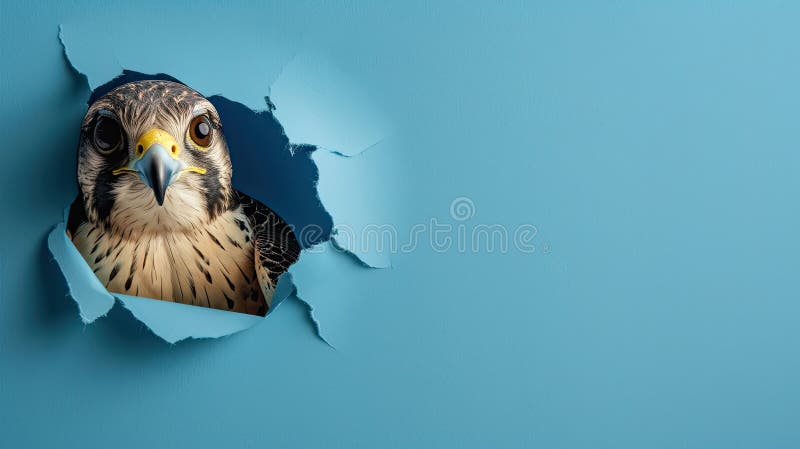 Cute Falcon Peeking through a Hole Stock Illustration - Illustration of ...