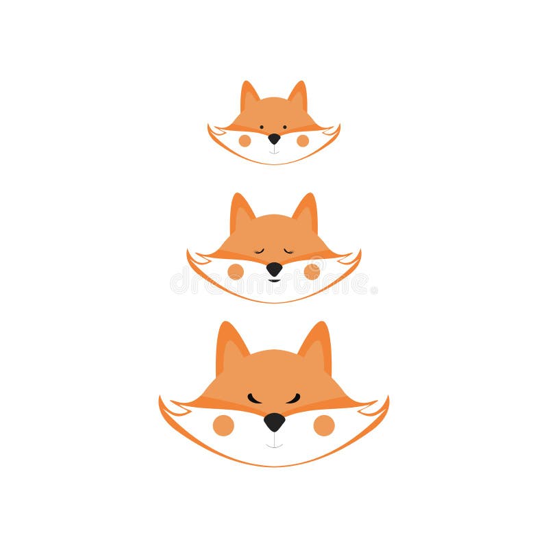 Cute Family of Foxes. Vector Animal. the Head of a Fox Stock ...