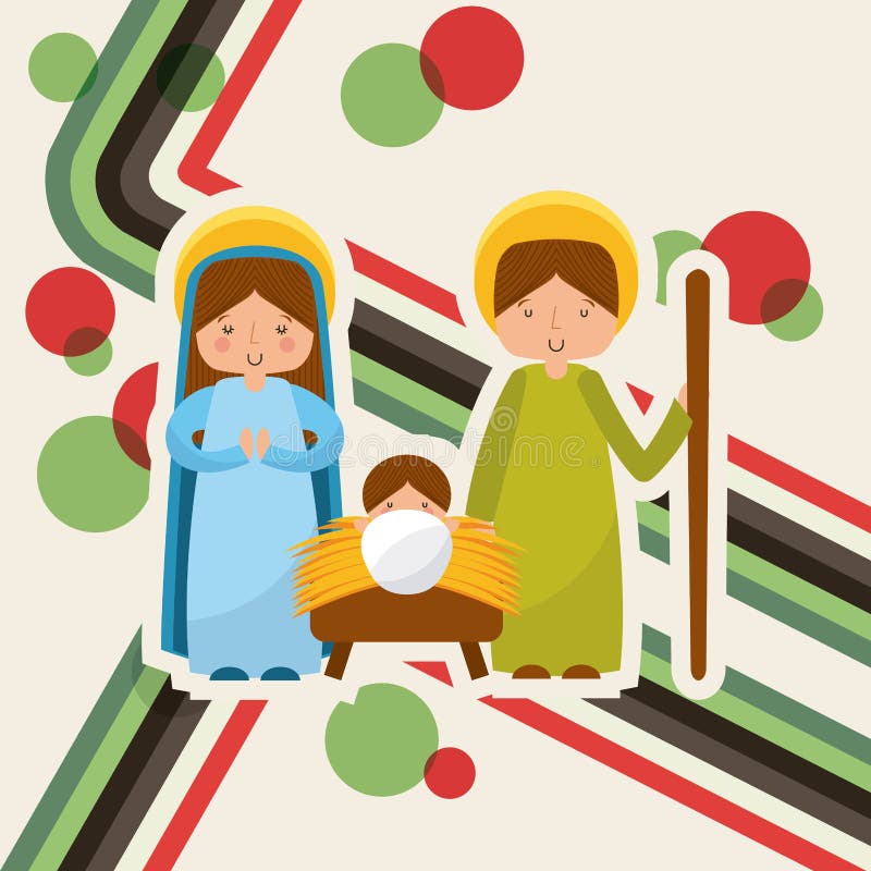 Cute Family Manger Characters Christmas Stock Vector - Illustration of ...