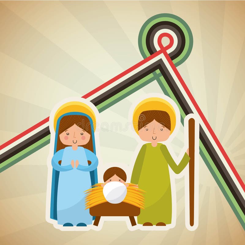 Cute Family Manger Characters Christmas Stock Vector - Illustration of ...