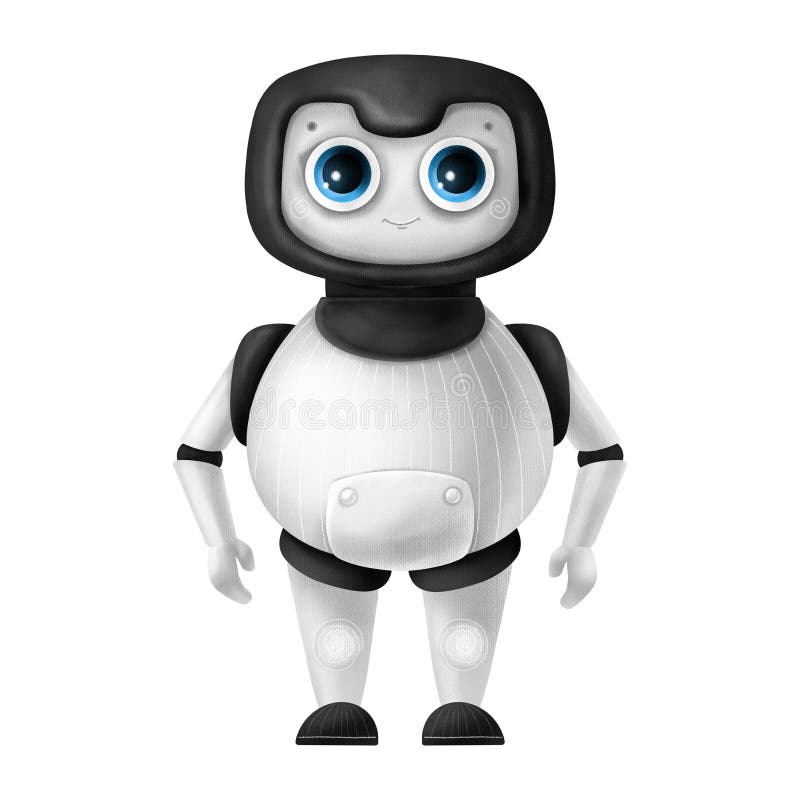 Cute Robot Girl Isolated on White Background. Robot for Kids Stock ...