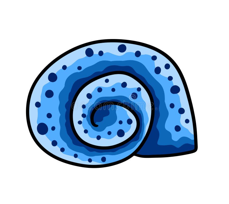 Cute Fantasy Blue Sea Shell Stock Illustration - Illustration of ...