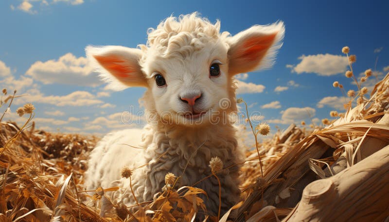 Cute Farm Animals Grazing on Green Meadow Under Summer Sun Generated by ...