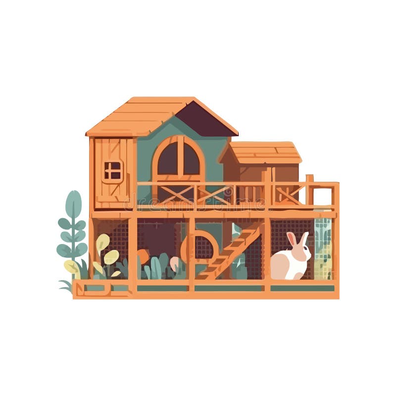 Cute Farm Rabbit in a Rural House Stock Vector - Illustration of icon ...