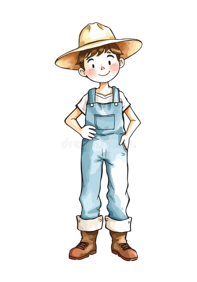Cute Farmer Cartoon Vector Illustration Stock Vector - Illustration of ...