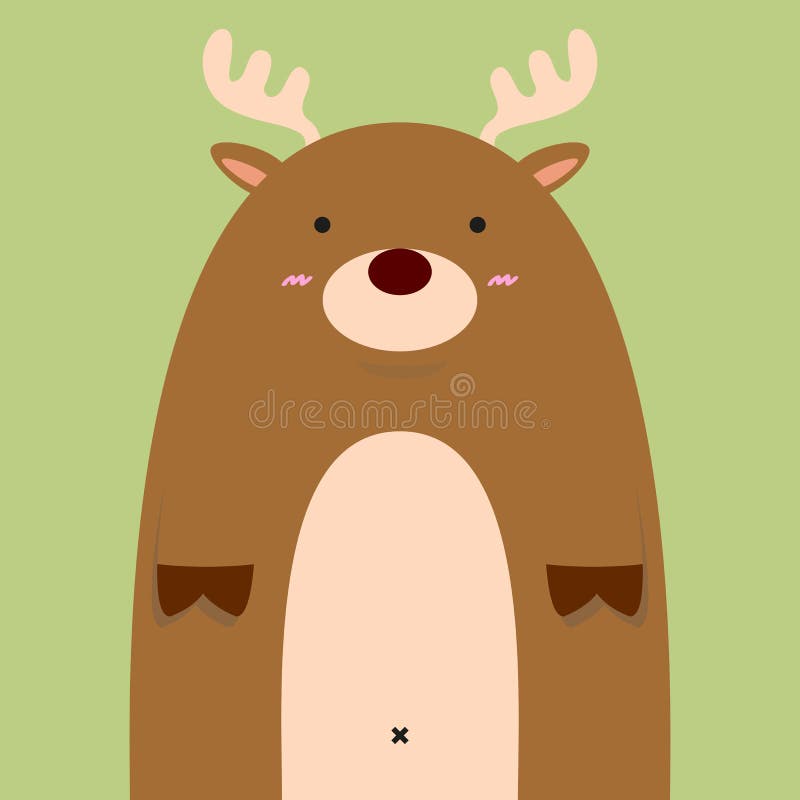 Cute fat big deer stock vector. Illustration of green - 78356189